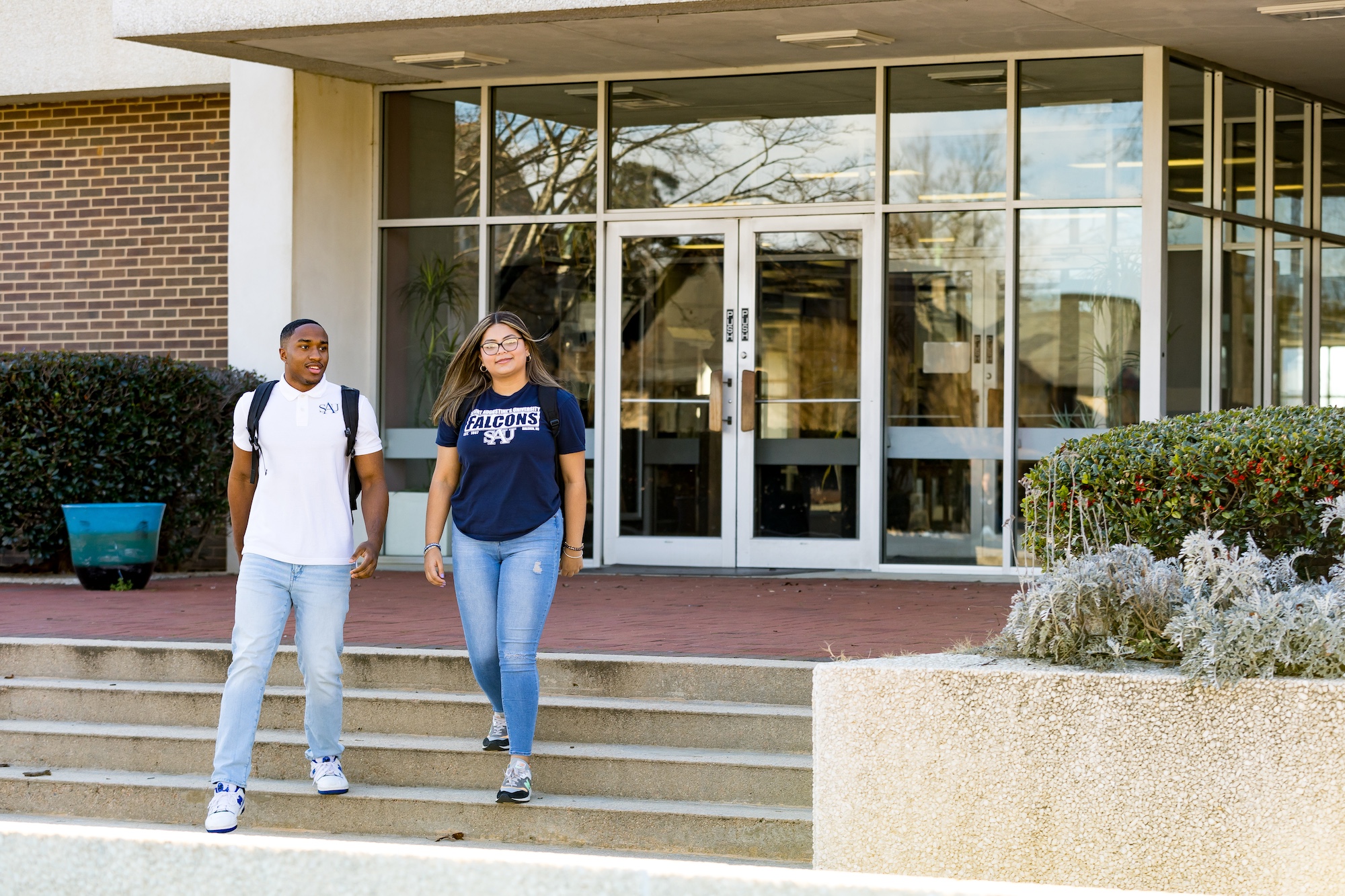 students outside library - Saint Augustine's University